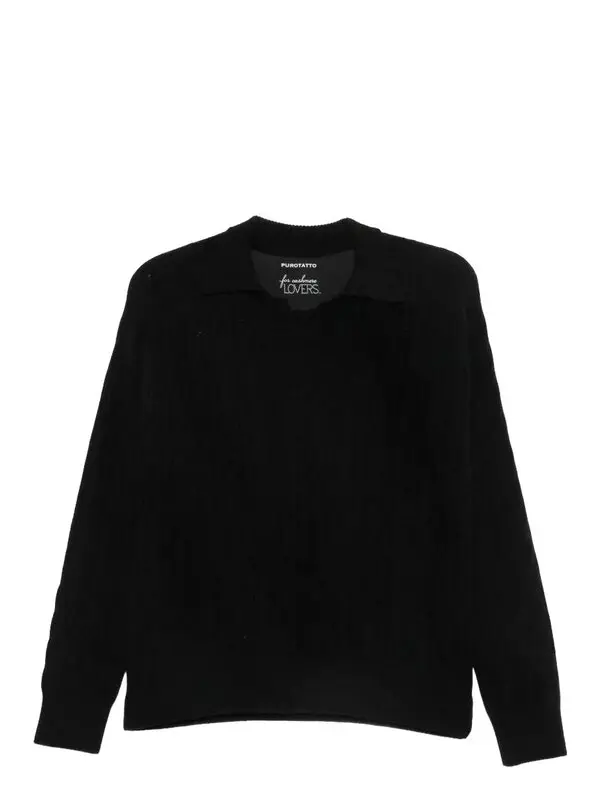 PUROTATTO Cable-knit Long-sleeve Sweater - Black