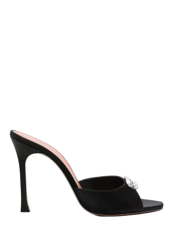 Amina Muaddi Crystal-buckle Satin Mules - Black