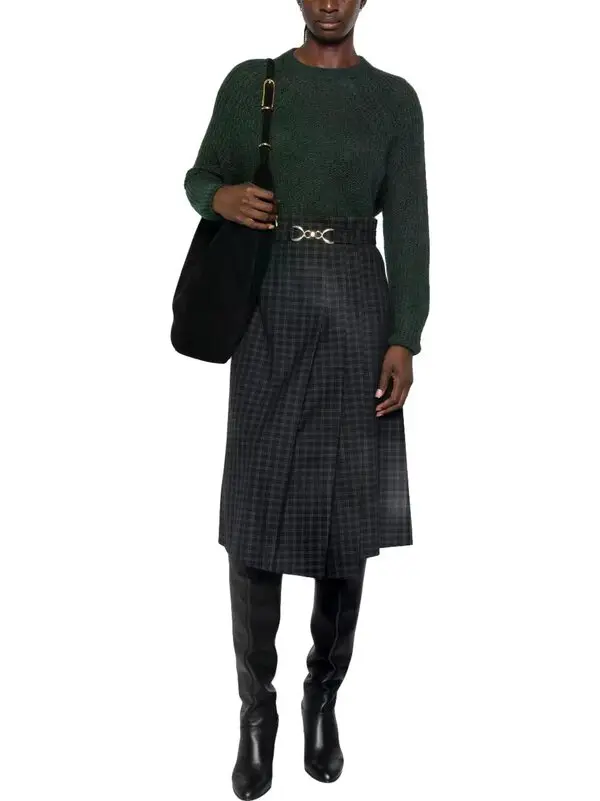 I BLUES Tartan Pleated Skirt - Grey