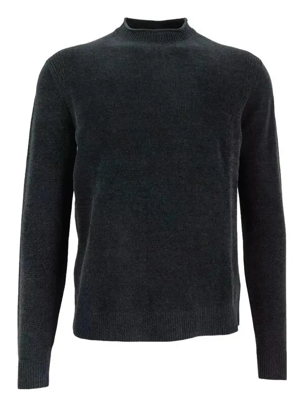 RRD Velvet-effect Crew Neck Sweater - Grey