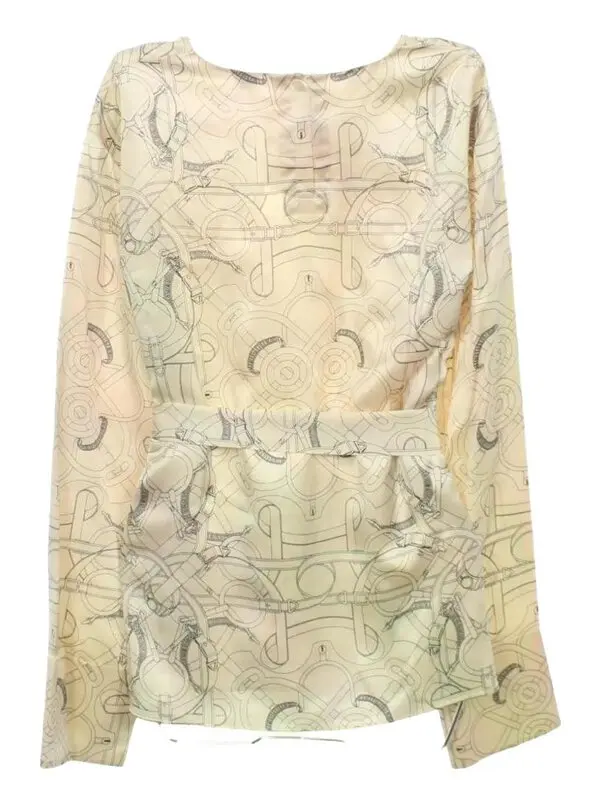 Hermès 2010s Eperon D'or Belted Blouse - Neutrals