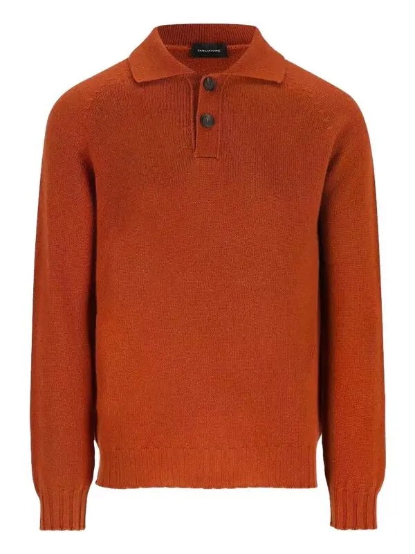 Tagliatore Button-placket Spread-collar Sweater - Orange