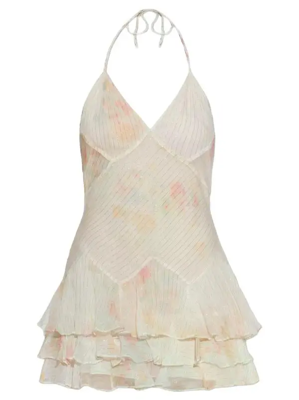 LoveShackFancy Adrinette Tiered Ruffled Mini Dress - Neutrals