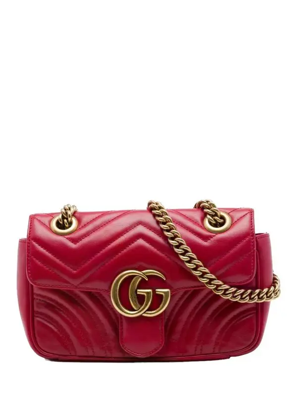 Gucci Small Gg Marmont Matelassé Calfskin Shoulder Bag - Red