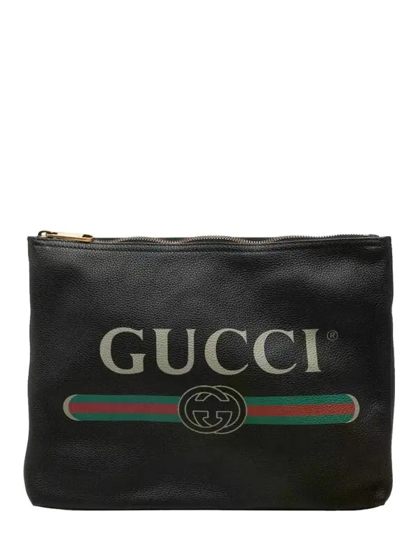 Gucci Medium Calfskin Logo Portfolio Clutch Bag - Black