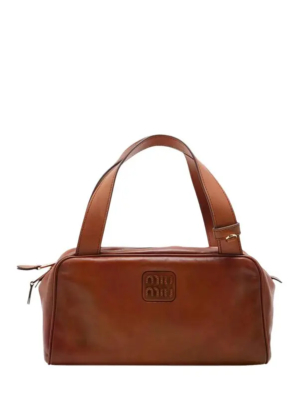 Miu Miu Vitello Antique Leather Handbag - Brown