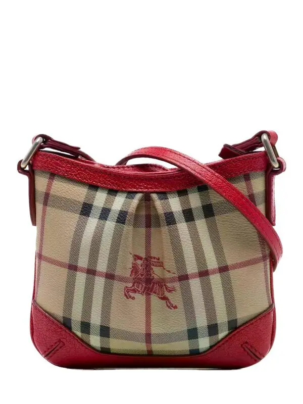 Burberry Haymarket Check Coated Canvas Hartham Crossbody Bag - Red