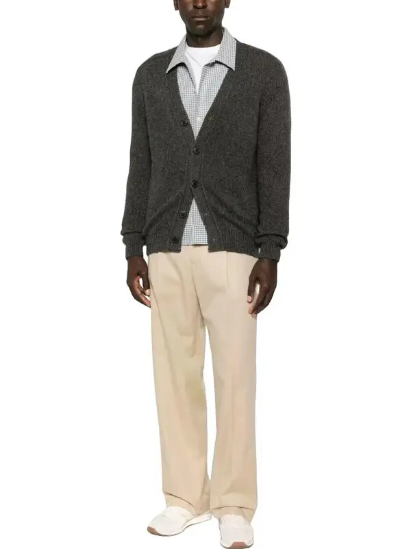 SCAGLIONE Ribbed Knit V-neck Cardigan - Grey
