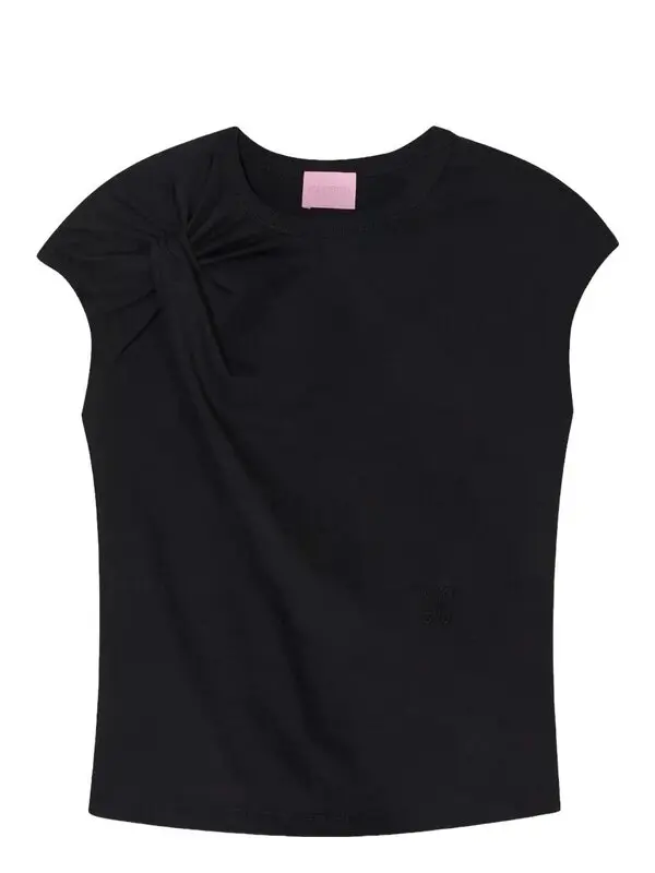 Closed Knotted Detail T-shirt - Black