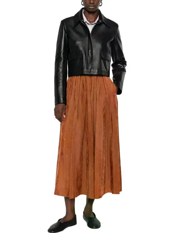 FORTE_FORTE Pleated Corduroy Midi Skirt - Brown
