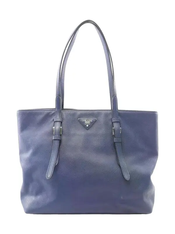 Prada 2000s Triangle Logo Tote Bag - Blue