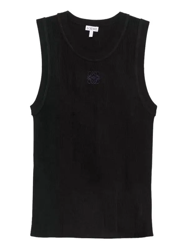 Loewe Ribbed-knit Tank Top With Embroidered Anagram Motif - Black