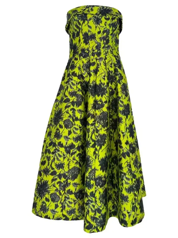 Philosophy Di Lorenzo Serafini Floral-print Strapless Dress - Yellow