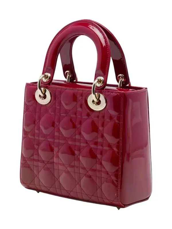 Dior Patent Cannage Lady Satchel - Red