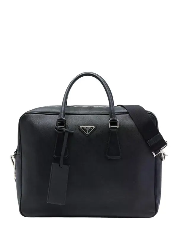 Prada Saffiano Briefcase Business Bag - Black
