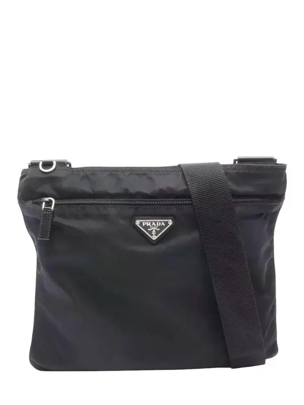 Prada 2010s Logo-plaque Crossbody Bag - Black