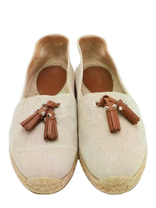 CHRISTIAN LOUBOUTIN Tassel Embellished Canvas Espadrilles - Neutrals