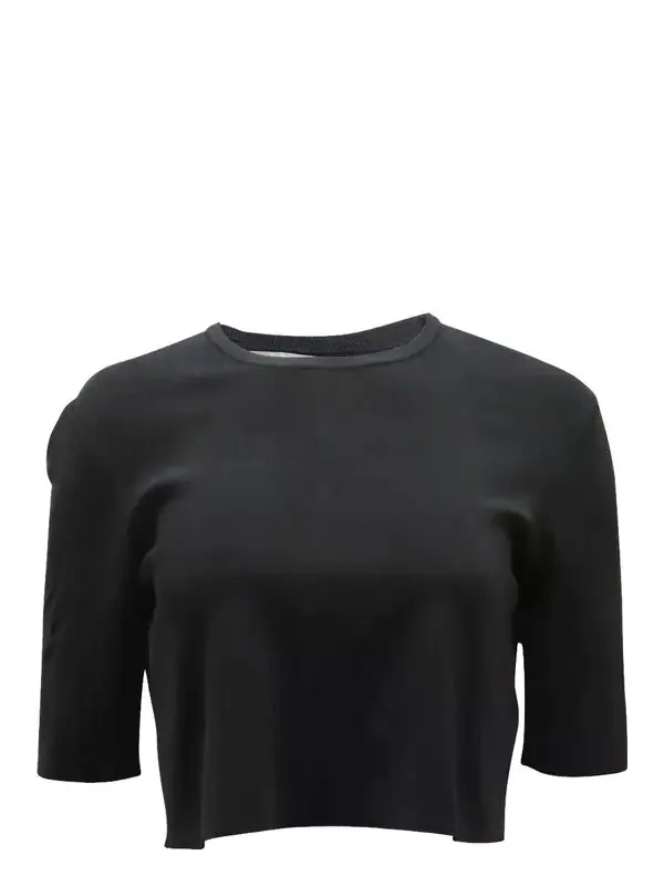 LAROSE PARIS Ribbed Cropped Top - Black