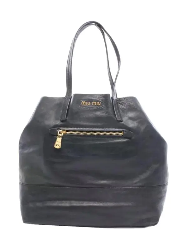 Miu Miu 2000s Leather Tote Bag - Black