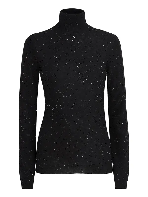 Fabiana Filippi Virgin Wool Embellished Rollneck Sweater - Black