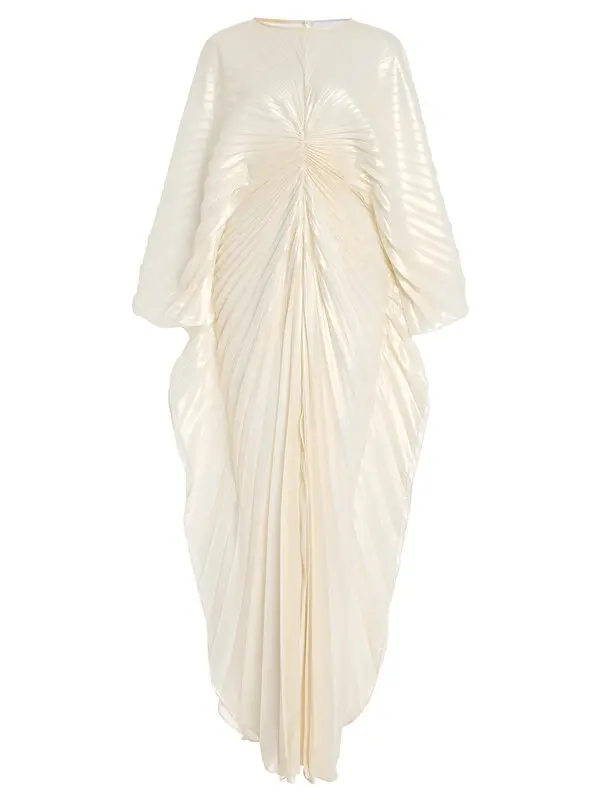 GEORGIA HARDINGE Pleated Chiffon Maxi Kaftan Dress - Ivory