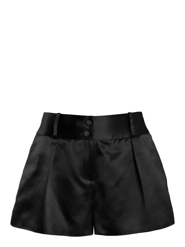 Brandon Maxwell The Whit Pleated Silk Mini Shorts - Black