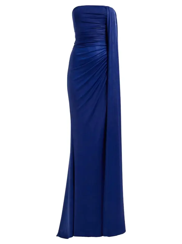 Elie Saab Strapless Ruched Gown - Blue