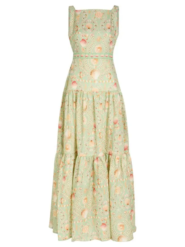 Agua Bendita Abeja Printed Linen Maxi Dress - Multicoloured