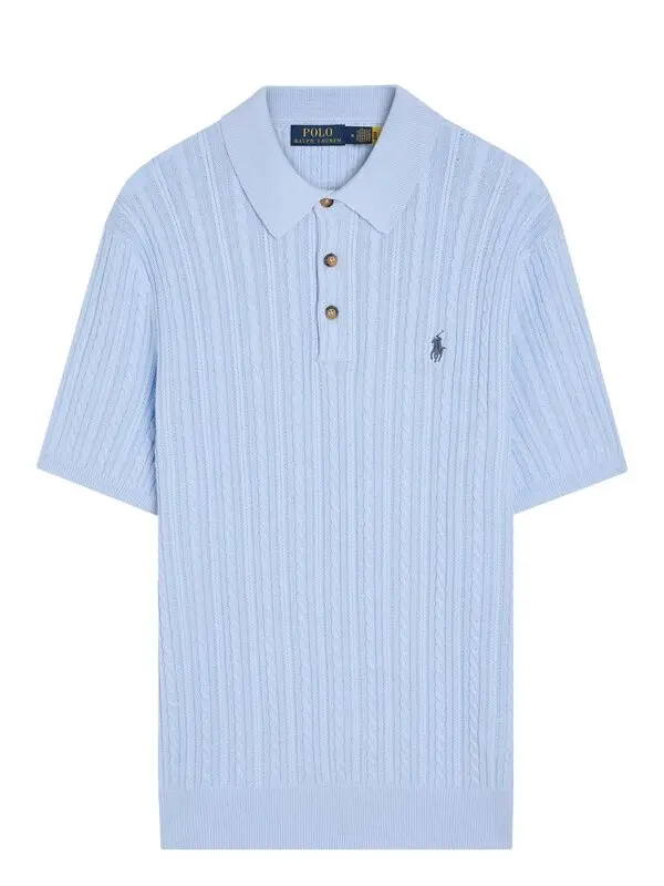 Polo Ralph Lauren Cable-knit Cotton Polo Shirt - Blue