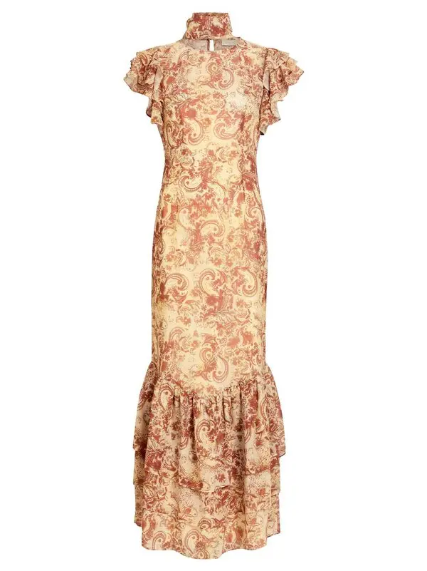 DE LA VALI Avalon Floral-print Chiffon Maxi Dress - Yellow