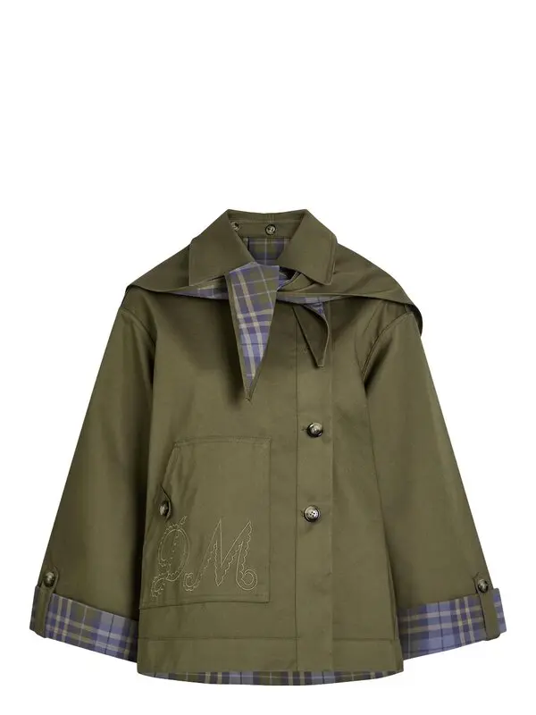 DAMSON MADDER Jerry Reversible Cotton Trench Coat - Olive