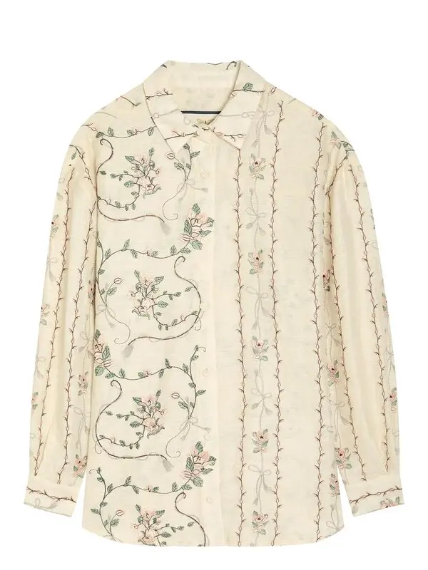 Agua Bendita Cecile Embroidered Linen Shirt - Multicoloured