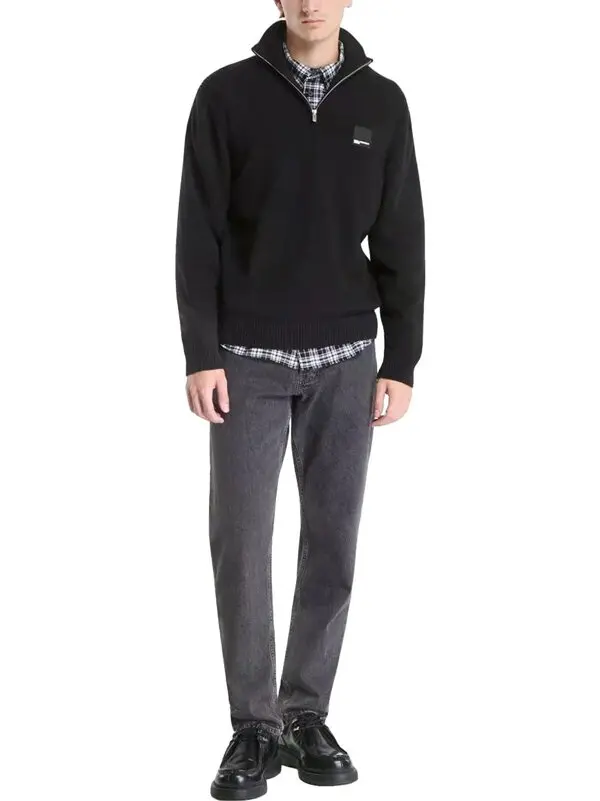 Karl Lagerfeld Logo-patch Quarter-zip Sweater - Black