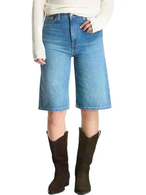 SAMSOE SAMSOE High-waisted Denim Shorts - Blue
