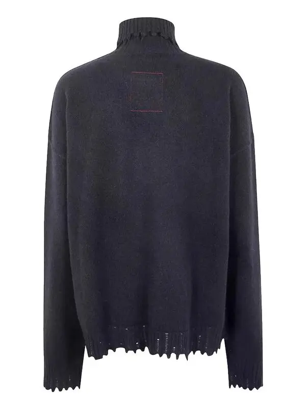 UMA WANG Distressed-effect Roll-neck Knit - Black