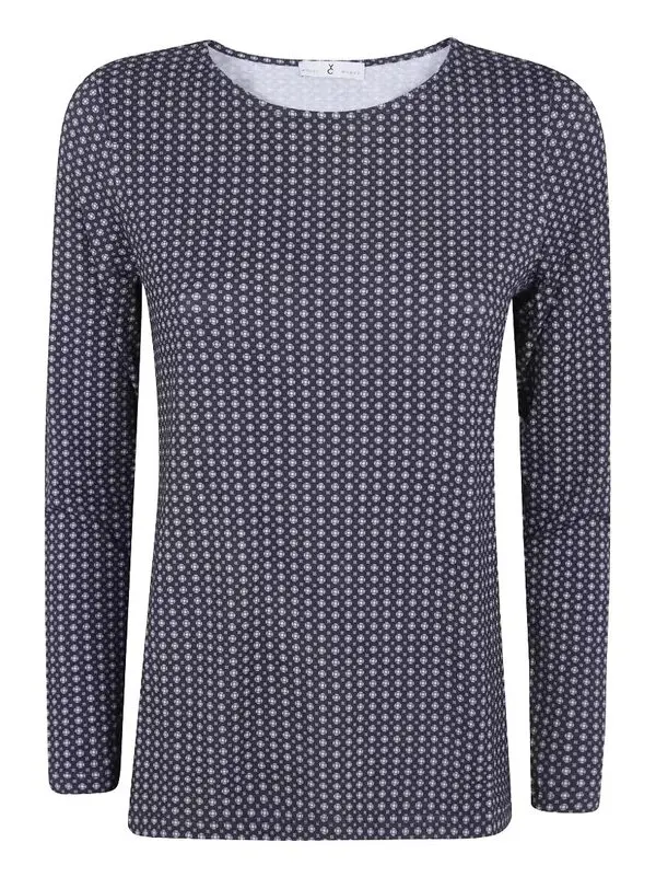 WHYCI Geometric Print Long Sleeve T-shirt - Blue