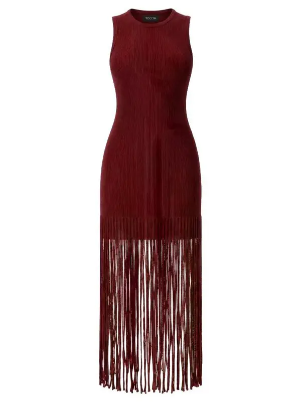 TOCCIN Margaux Fringe-trim Mini Dress - Red