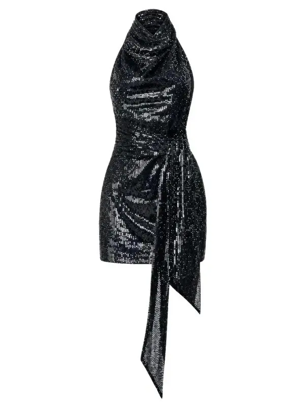 TOCCIN Ella Sequin-embellished Halter-neck Mini Dress - Black