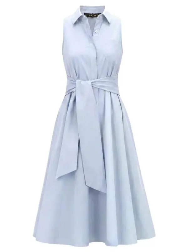 TOCCIN Sleeveless Shirt Midi Dress - Blue