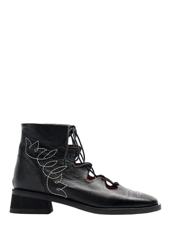 NAGUISA Emilia Craft Leather Ankle Boots - Black