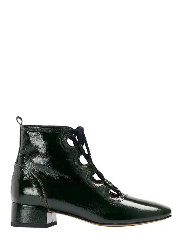 NAGUISA Elur Oliva Gloss Ankle Boots - Green