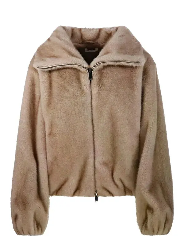 P.a.r.o.s.h Faux-fur Zip-up Jacket - Neutrals