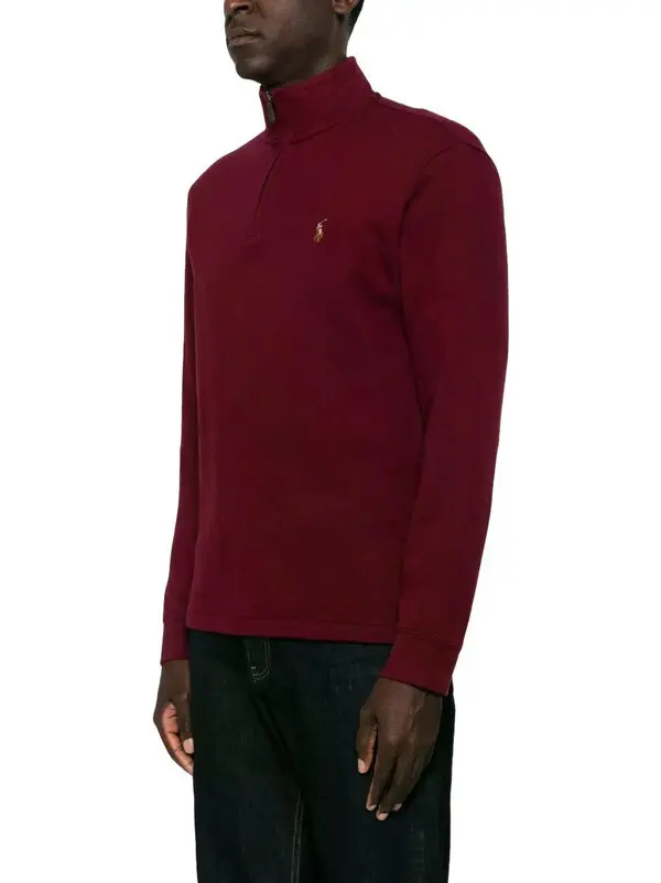 Polo Ralph Lauren Quarter-zip Embroidered-logo Sweater - Red