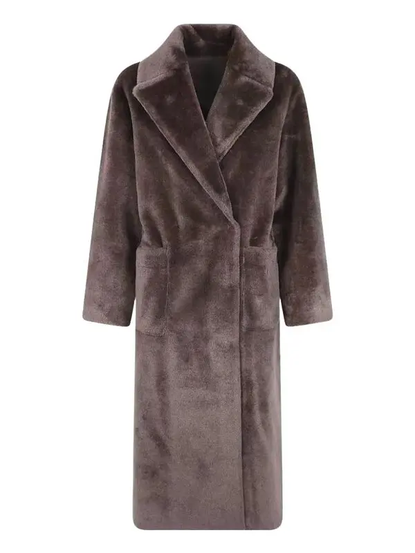 BETTA CORRADI Faux Fur Notch Lapel Coat - Brown