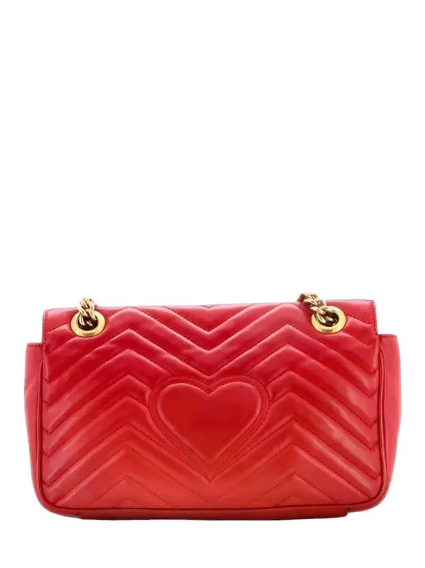 Gucci Gg Marmont Flap Bag Matelassé Leather Medium Shoulder Bag - Red