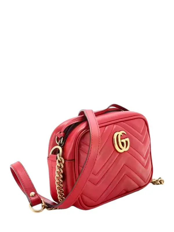Gucci Gg Marmont Matelasse Leather Mini Camera Cross Body Bag - Red