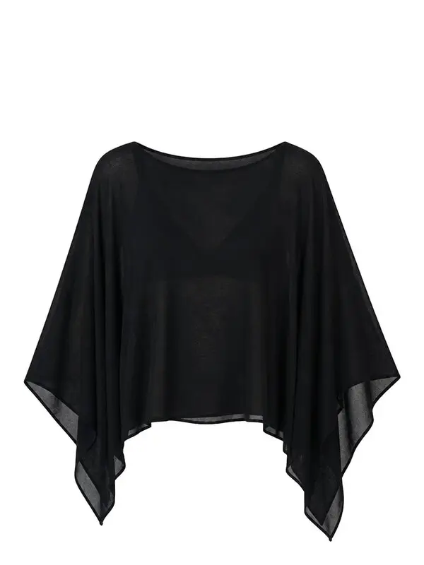 TOHEN Astor Silk Blend Cape Top - Black