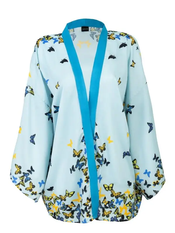 Saachi Graphic Garden Kimono - Blue