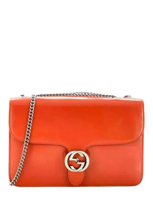 Gucci Interlocking Patent Medium Shoulder Bag - Orange