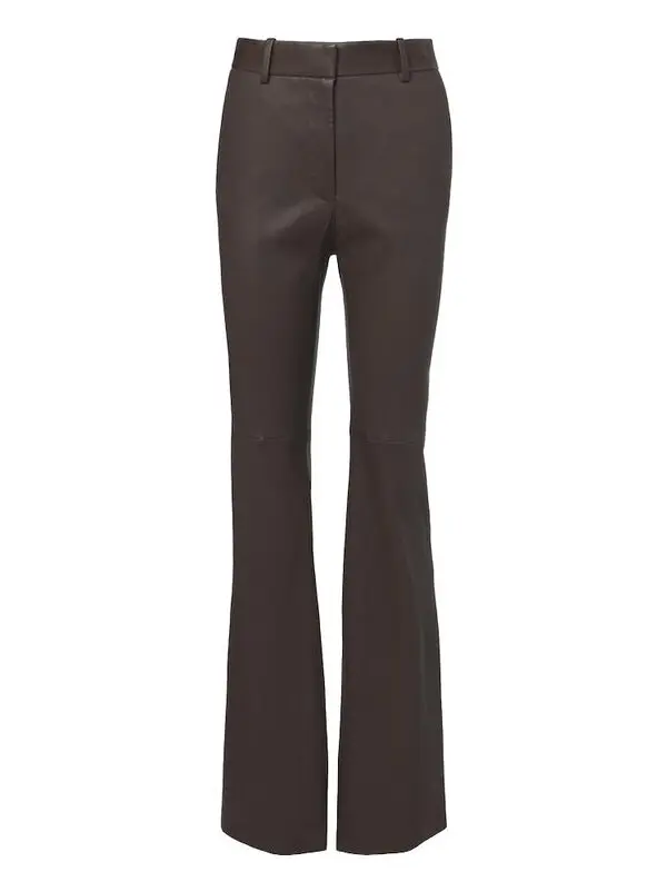 JOSEPH Tarifa Leather Flared Trousers - Brown